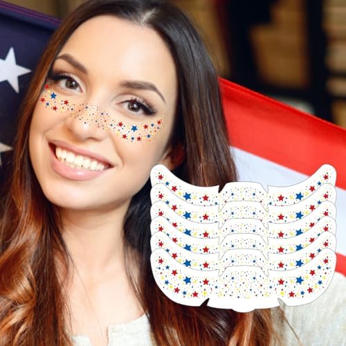 Amazon.com : Glitter Freckles 4th of July, 6-Pack Face Tattoo Sparkle Star Freckles Makeup ...