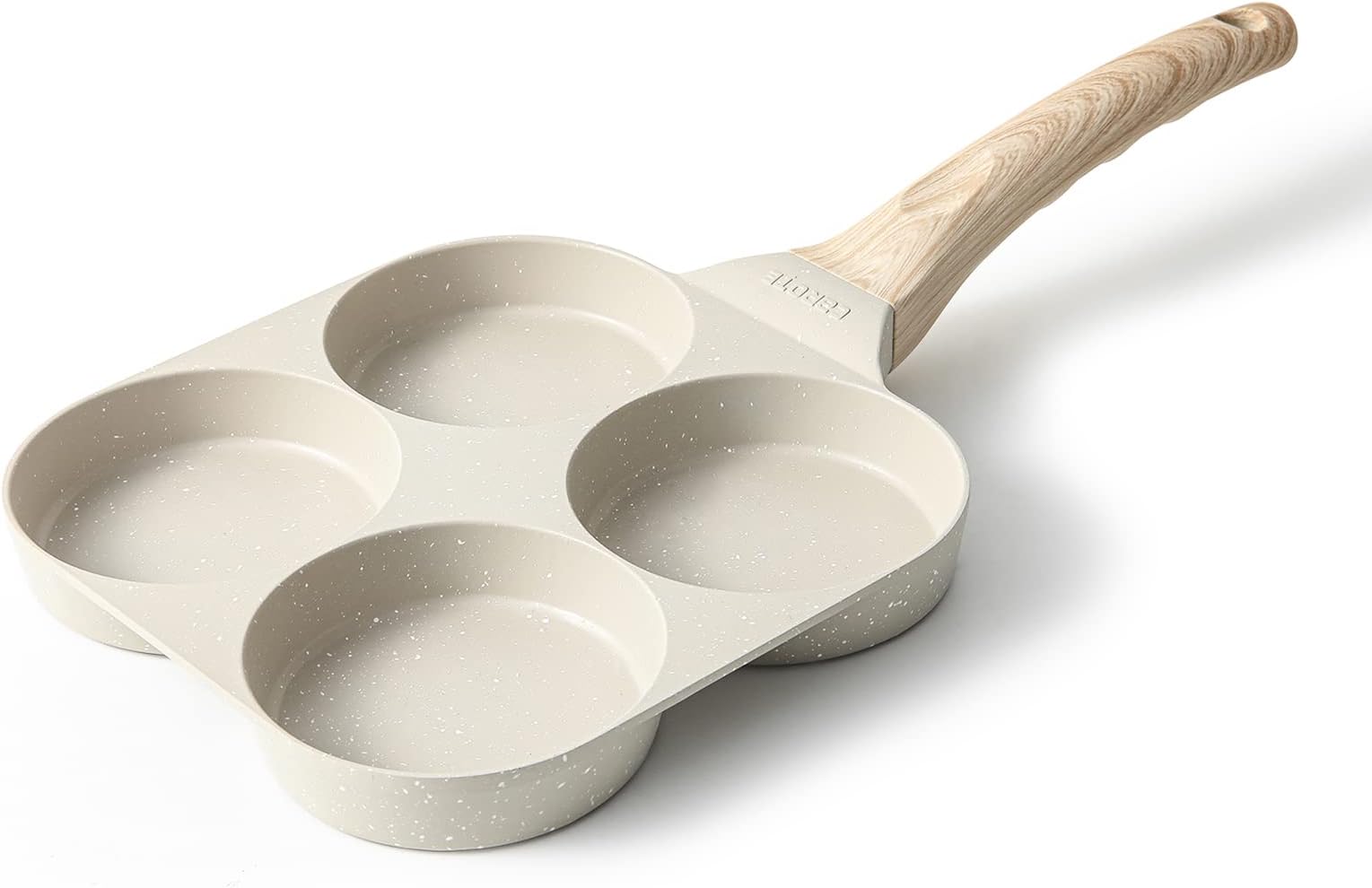 Amazon | CAROTE カローテ 目玉焼きフライパン 仕切り ガス火・IH対応 PFOA PFOS フリー 4つ穴円形フライパン マルチパン 朝食パン こびり付かない 洗いやすい 大判 ...