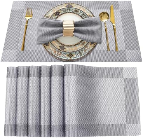 Amazon.com: fanquare Sliver Striped Placemats 6 Pack Nordic Style ...