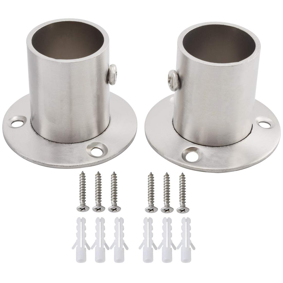 Buy HJ Garden 2pcs 25mm/1 inch Stainless Steel Closet Rod Flange Socket ...