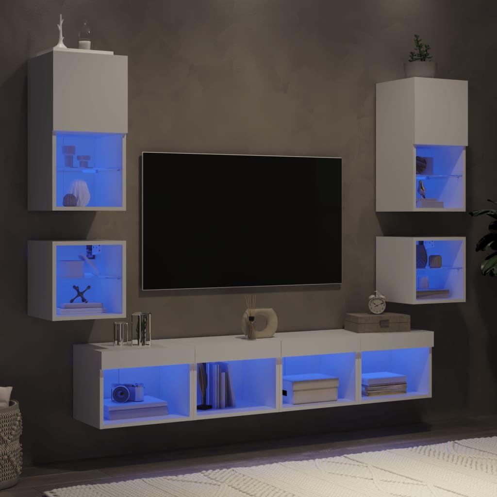 Buy Gecheer TV Cabinet Set LED Wall-ed TV Units Living Room Set ...