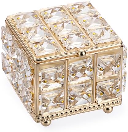 Amazon.com: Feyarl Small Glass Jewelry Trinket Box Ornate Rings ...
