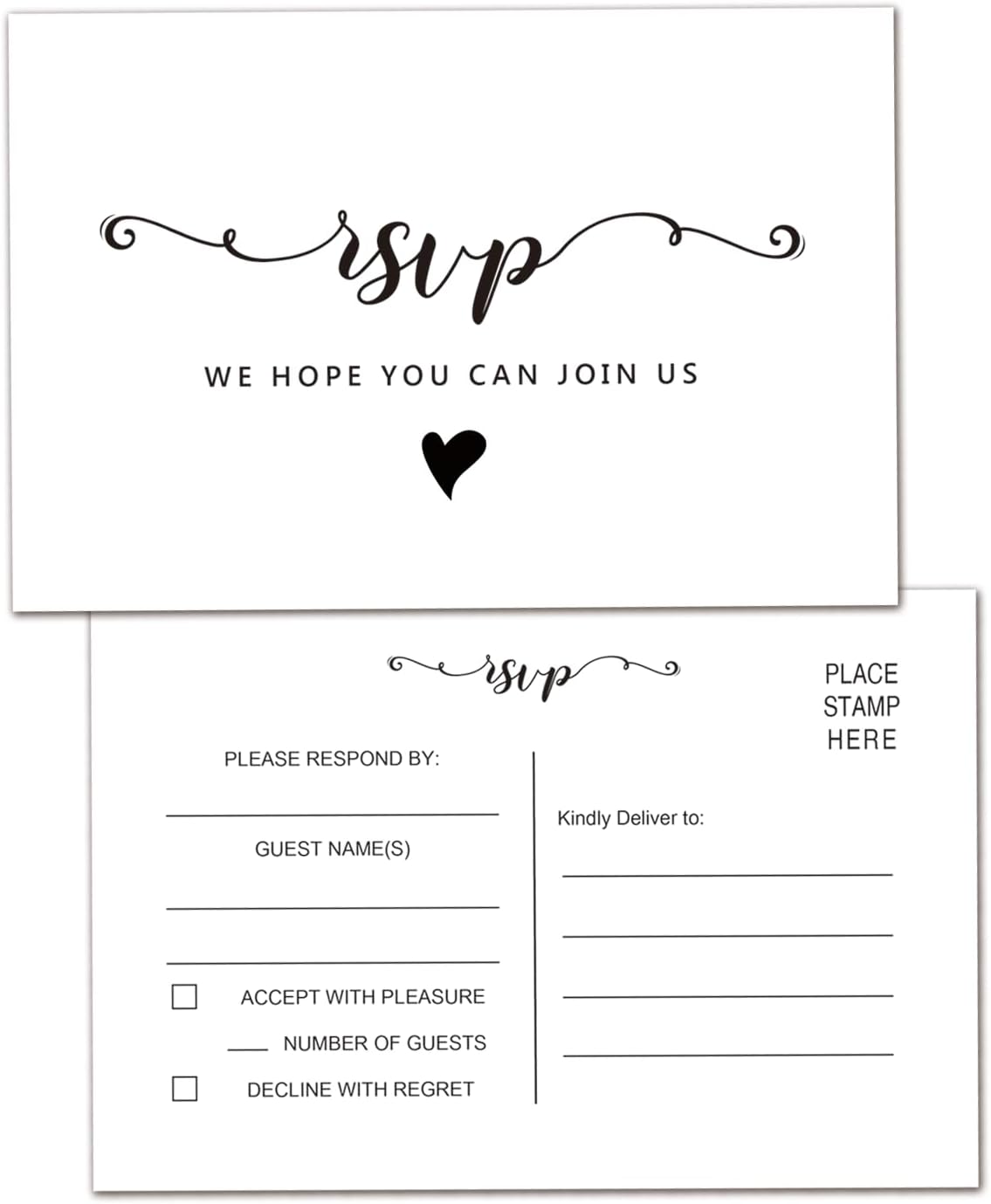 Amazon.com : Giftideaworkshop 50 Blank RSVP Cards, Rustic Wedding ...