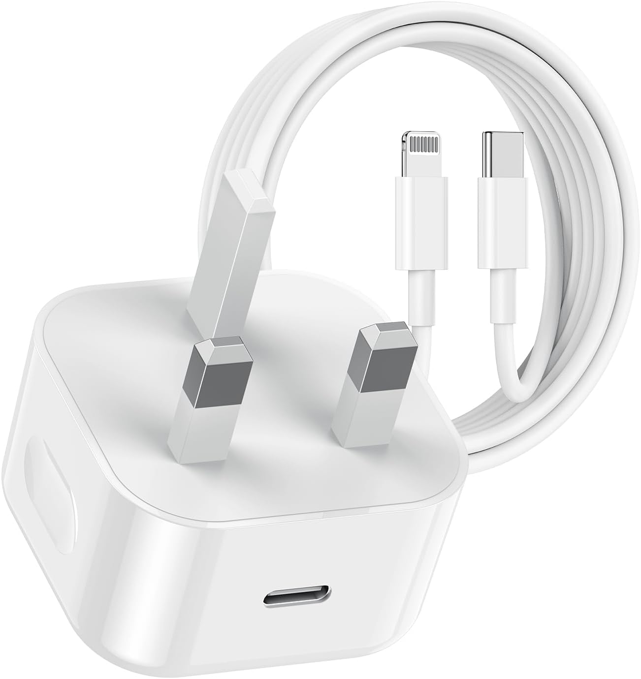 20W iPhone Charger Plug and Cable, iPad Charging Plug UK with 2Pack 1m ...