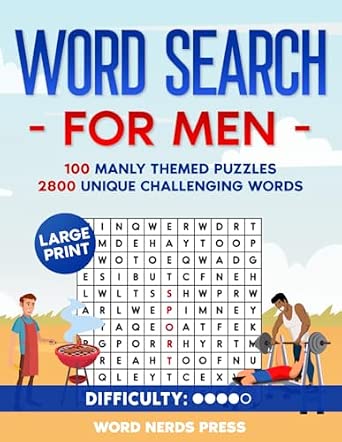 Amazon.com: Word Search for Men: 100 Manly Themed Puzzles 2800 Unique ...