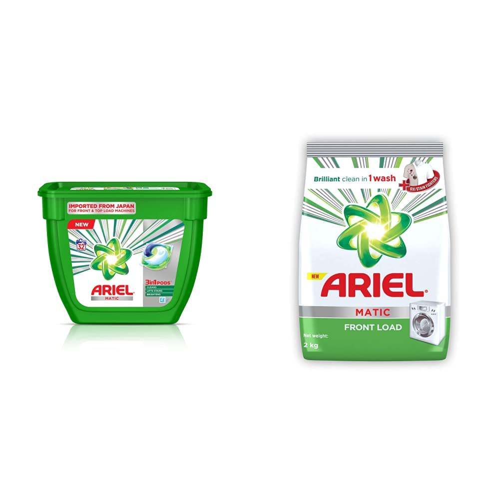 Buy Ariel Matic 3in1 PODs Liquid Detergent Pack 32 Count for Both Front ...