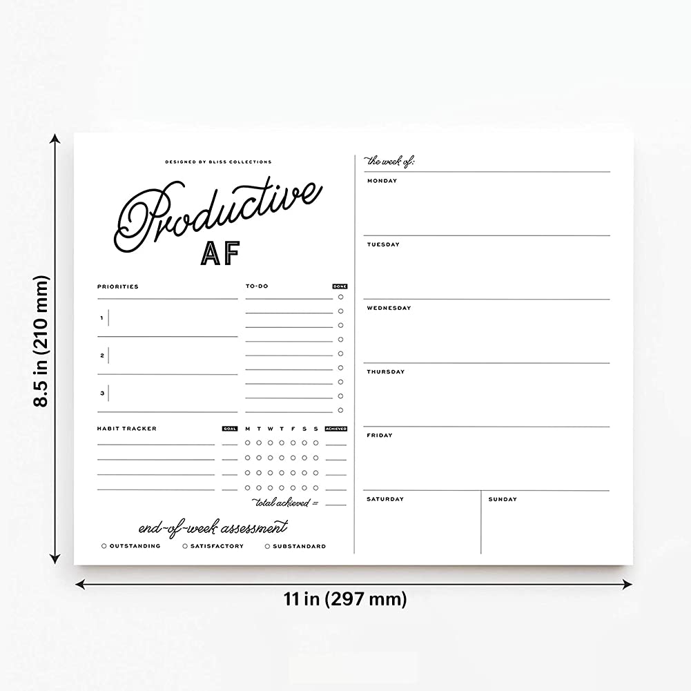 Bliss Collections Weekly Planner, Productive AF, Undated Tear-Off ...