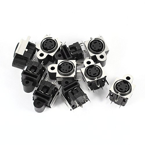 10 x Black Silver Tone 4 Pin Mini DIN Female S-Video Connector Adapter ...