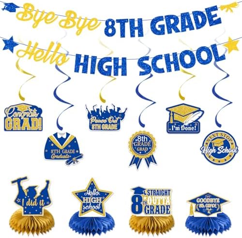 Amazon.com: Bye Bye 8th Grade Hello High School Banner 8th Grade ...