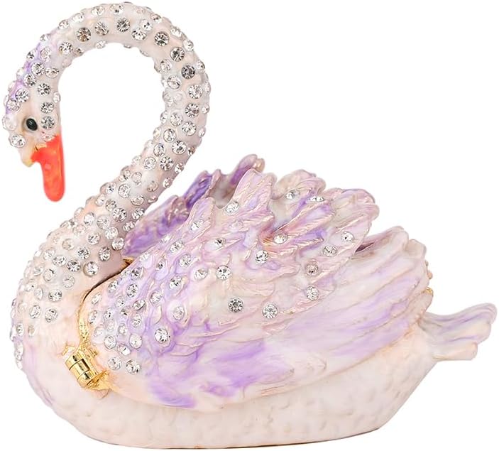 Amazon.com: FASSLINO Purple Swan Animal Jewelry Trinket Boxes Hinged ...