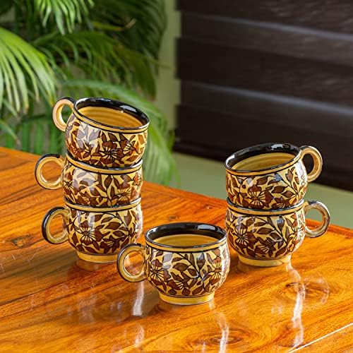 Buy ExclusiveLane Ceramic Mugs Ceramic Cups Set for Tea of 6 Chai Tea Cups (Set of 6, 180 ML ...