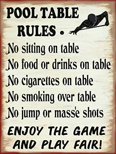 Amazon.com: Pool Table Rules Vintage Metal Tin Sign, Art Poster Living ...