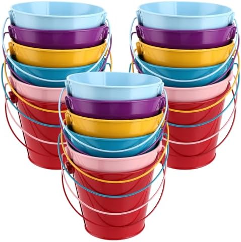 Amazon.com: Bokon 24 Pack Colored Metal Bucket 6 x 4.3 x 5 Inch Small ...