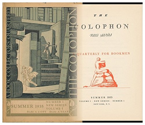 Amazon.com: The Colophon, New Series - Summer 1935, Volume I, New ...