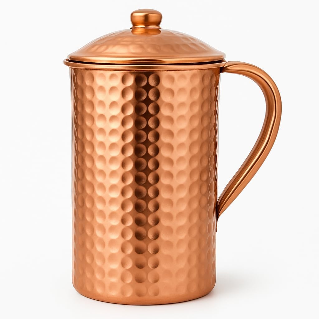Amazon.com: Pure Copper Pitcher - 70 fl oz, Hand Made Hammered Copper ...