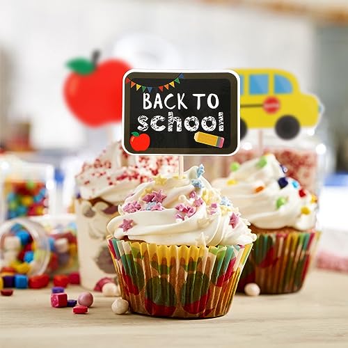 36 Pcs Back To School Decorations 9 Designs First Day Of School Cupcake ...
