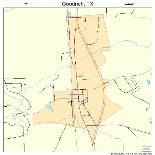 Large Street & Road Map of Goodrich, Texas TX - Printed poster size ...