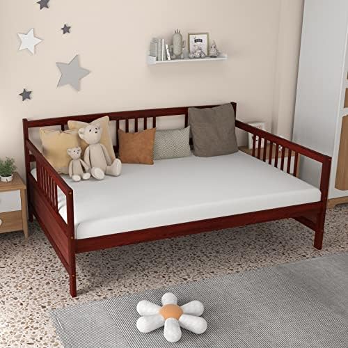 Amazon.com: Smilehome White Wooden Full Size Daybed Frame with Wood ...