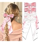 Amazon.com : SAWINDA Silky Satin Hair Bow Clips 4PCS Hair Ribbon ...