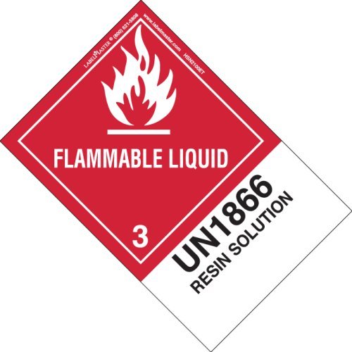 Labelmaster HSN2100ET Flammable Liquid Label, UN1866 Resin Solution ...