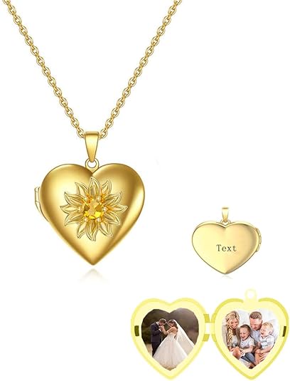 Amazon.com: Yafeeso 10K 14K 18K Solid Gold Heart Photo Locket That ...