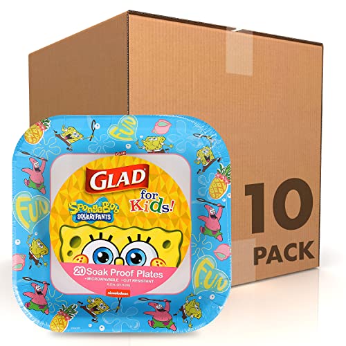 Glad for Kids SpongeBob SquarePants Paper Plates, 200 Count, 8.5 Inches ...