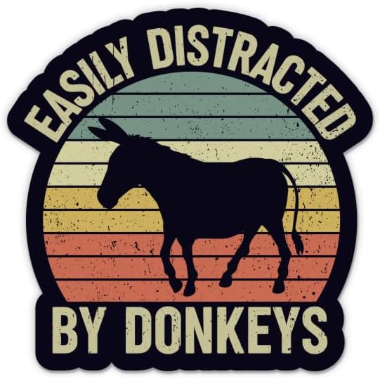 Amazon.com: Easily Distracted by Donkeys Sticker - 3" Laptop Sticker ...