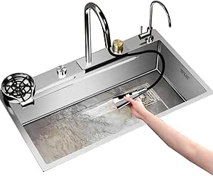 Amazon.com: Single Bowl Stainless Steel Waterfall Outlet Flume With ...