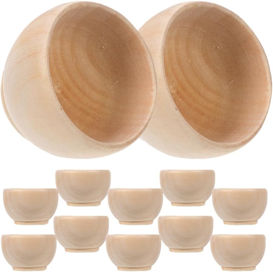 Amazon.com: Toyvian 12 Pack Wooden Pinch Bowls, Mini Unfinished Bowls ...