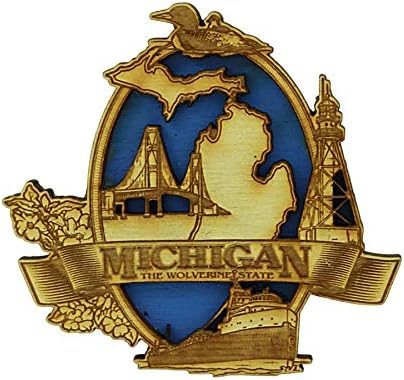 Amazon.com: Michigan Jumbo State Magnet by Classic Magnets, 3.7" x 3.9 ...