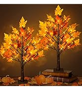 Amazon.com: FastDeng 1.5ft Lighted Maple Tree-Artificial Fall Tree ...