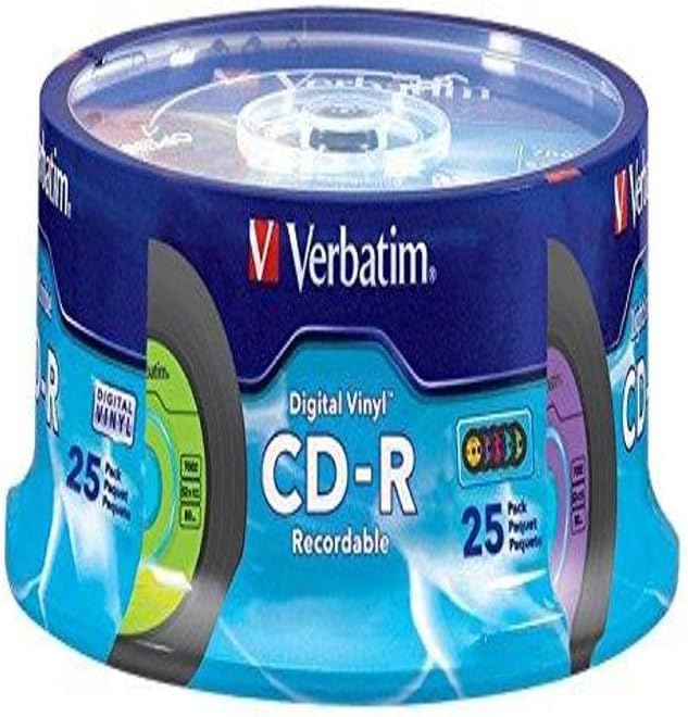 Amazon.com: Verbatim CD-R 80min 52X with Digital Vinyl Surface - 25pk ...