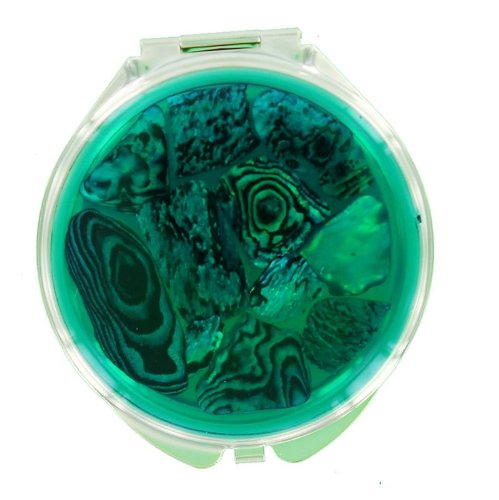 Amazon.com : Compact Mirror - Abalone Round Green : Personal Makeup ...