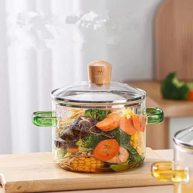 Buy Clear Glass Cooking Pot with lid Clear Pots for Cooking,Saucepan ...
