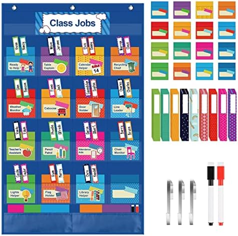 KIKIGOAL Class Jobs Pocket Chart Bulletin Board for School Classroom ...