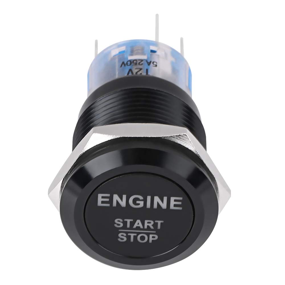 Engine Button Qiilu 12V White LED Car Engine Start Stop Push Button ...