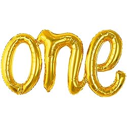 Amazon.com: KatchOn, Gold One Balloon for First Birthday - 20 Inch ...