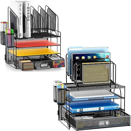 Amazon.com: Marbrasse Desk organizer Mesh Desk Organizer and Storage ...