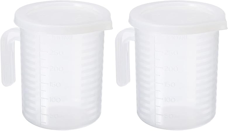 Amazon.com: PATIKIL Graduated Beaker, 2 Pack 250ml PP Plastic Liquid Measuring Cup Double Sided ...
