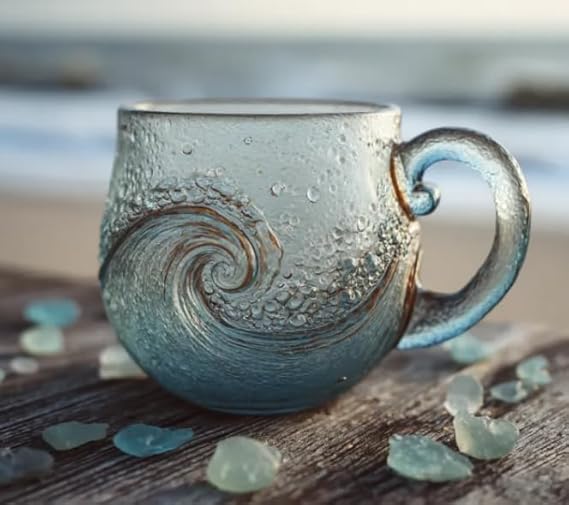 Amazon.com: Sea Glass Wave Mug, Sea Wave Mug, Unique Textured Beach ...