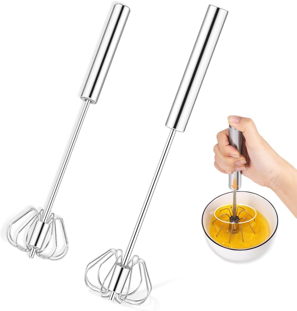 Amazon.com: Stainless Steel Semi-automatic Egg Whisk - 3PCS Hand Push ...