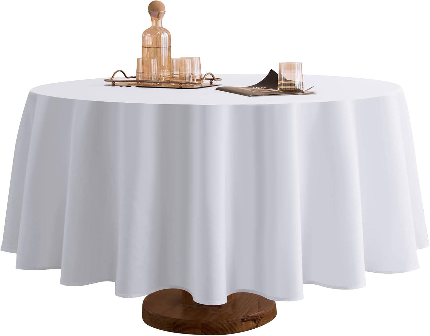 Amazon.com: Aocoz 2 Pack White Round Tablecloth - 90 Inch Round ...