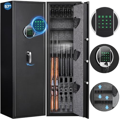 Amazon.com: 5-6 Gun Safe, 57" Larger and Deeper Gun Safe for Home Rifle ...