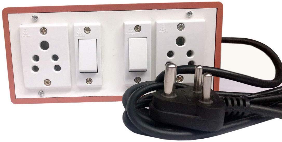 Buy HI-PLASST PVC Brown Extension Board 2+2 Multi Outlet Electrical ...