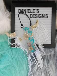 White and Gold with Teal Stones Freshie Vent Clips- 2 in Pack- Scent is ...