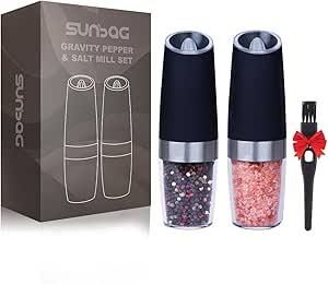 Amazon.com: Sunbag Electric Gravity Salt and Pepper Grinder,Battery Operated Automatic Salt and ...