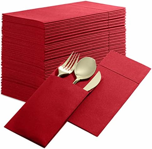 Amazon.com: KAMMAK 100 Pack Red Disposable Quality Dinner Napkins with ...