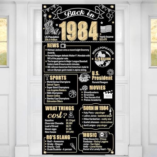 Amazon.com: Back In 1984 Gold and Black 40th Birthday Decorations Happy ...