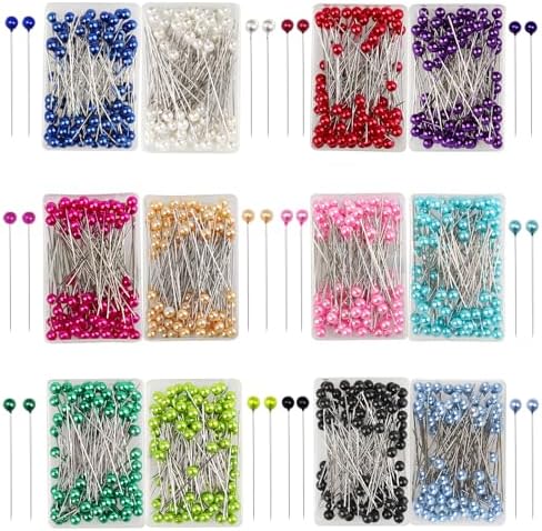 Amazon.com: BLMHTWO 1200 Pieces Sewing Pins Pearl Head Straight Pins ...