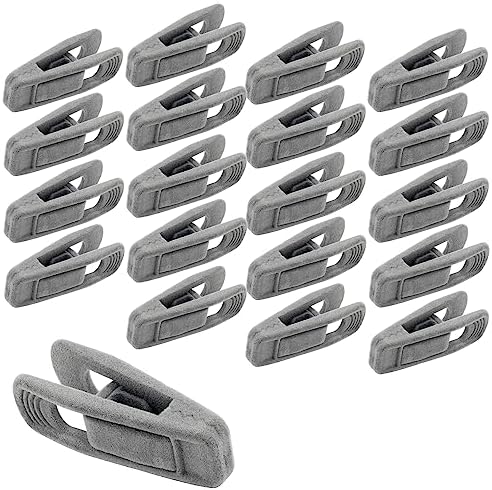 Amazon.com: Hordion 20Pcs Grey Velvet Hangers Clips, Strong Finger ...